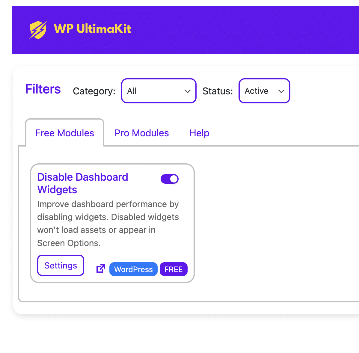 Quickly Disable Dashboard Widgets In Wordpress Ultimakit For Wp All In One Wordpress Toolkit