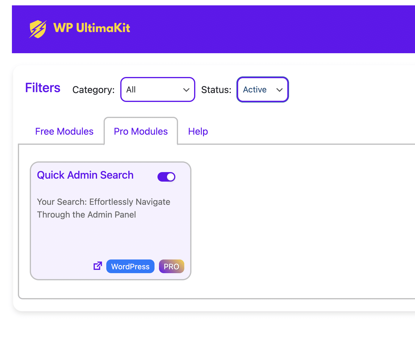 Quick Admin Search - 2024 - UltimaKit For WP – All-in-One WordPress Toolkit for SEO ...